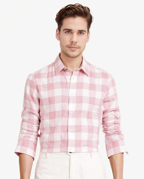 Buy Denmark - Light Pink Regular Fit Checked Print Shirt| Rare Rabbit