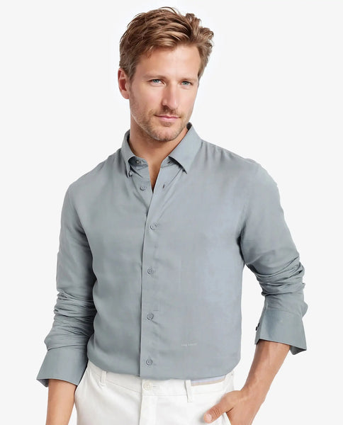 Rare Rabbit Men's Dub Dusky Blue Cotton Plain Regular Fit Full Sleeve