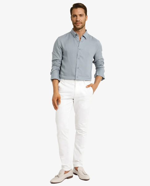 Rare Rabbit Men's Dub Dusky Blue Cotton Plain Regular Fit Full Sleeve