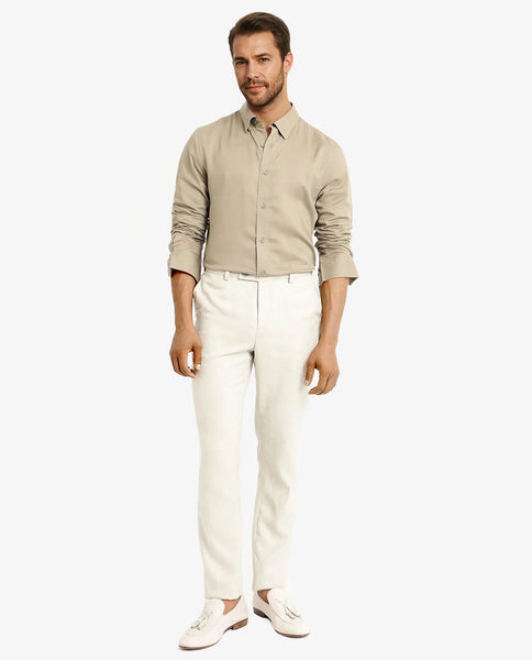 Rare Rabbit Men's Dub Dusky Olive Cotton Plain Regular Fit Full Sleeve