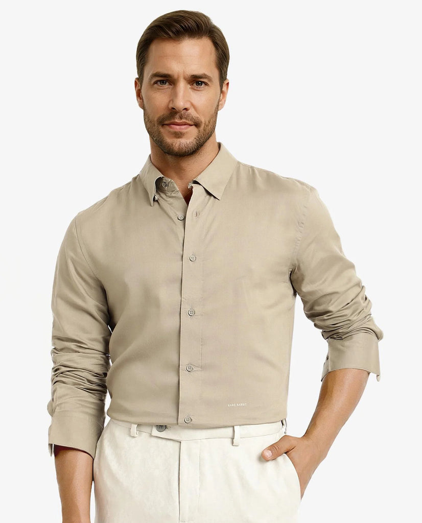 Rare Rabbit Men Dub Dusky Olive Cotton Fabric Full Sleeve Regular Coll