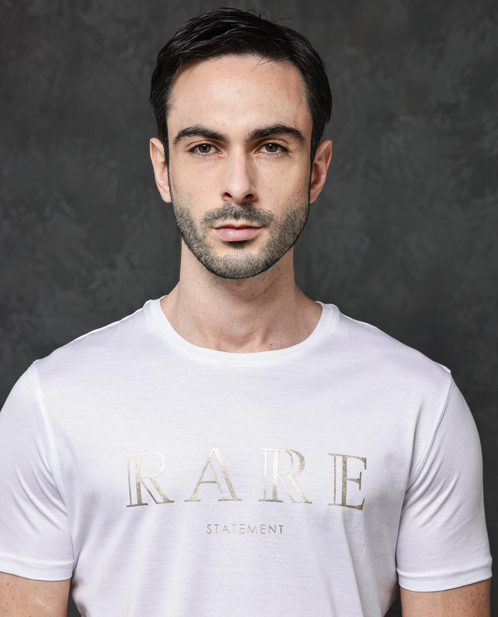 Rare Rabbit Mens Echon White Mercerised Cotton Short Sleeve Graphic Pr