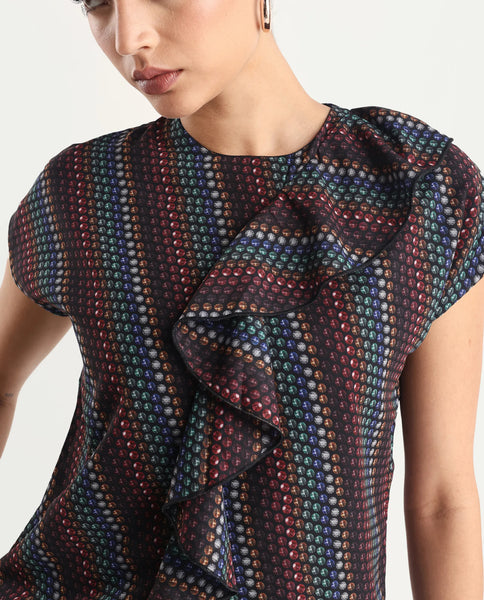 Buy Gingan - Multi Geometric Print Regular Fit Top| Rareism