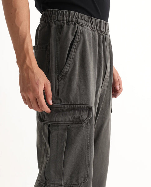 Rare Rabbit Men's Hork Dark Green Cotton Plain Baggy Fit Jeans