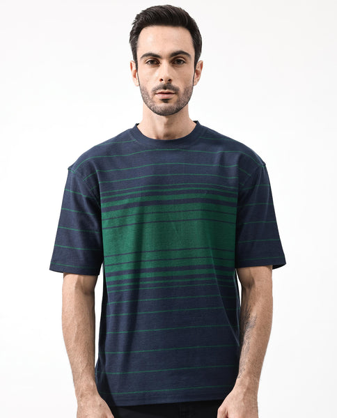 Rare Rabbit Mens Kot Navy Cotton Fabric Short Sleeves Oversized Fit St