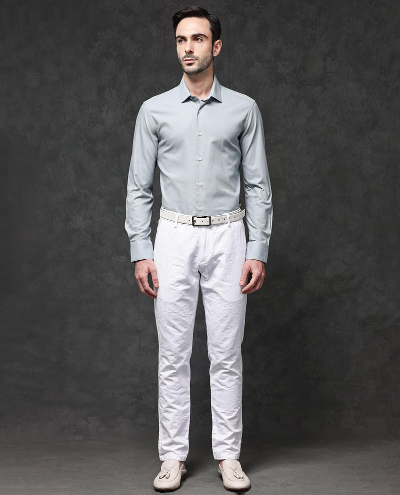 Rare Rabbit Mens Lasko Dusky Blue Dobby Texture Full Sleeve Regular Co