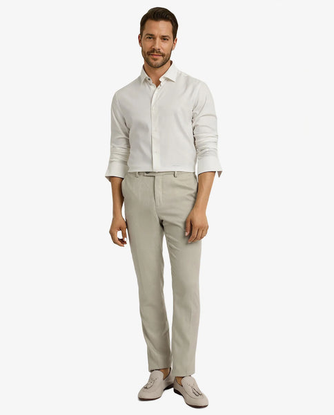 Rare Rabbit Men's Mer White Viscose Plain Regular Fit Full Sleeve Coll