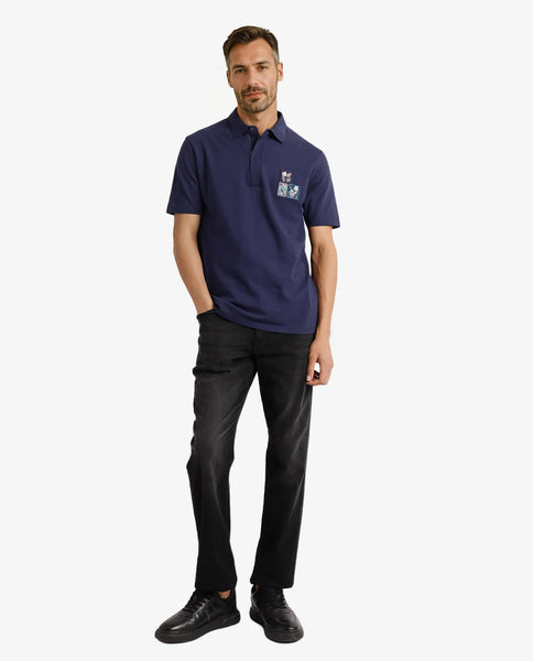 Rare Rabbit Men Nesco Dusky Blue Short Sleeve Collared Neck Button Clo