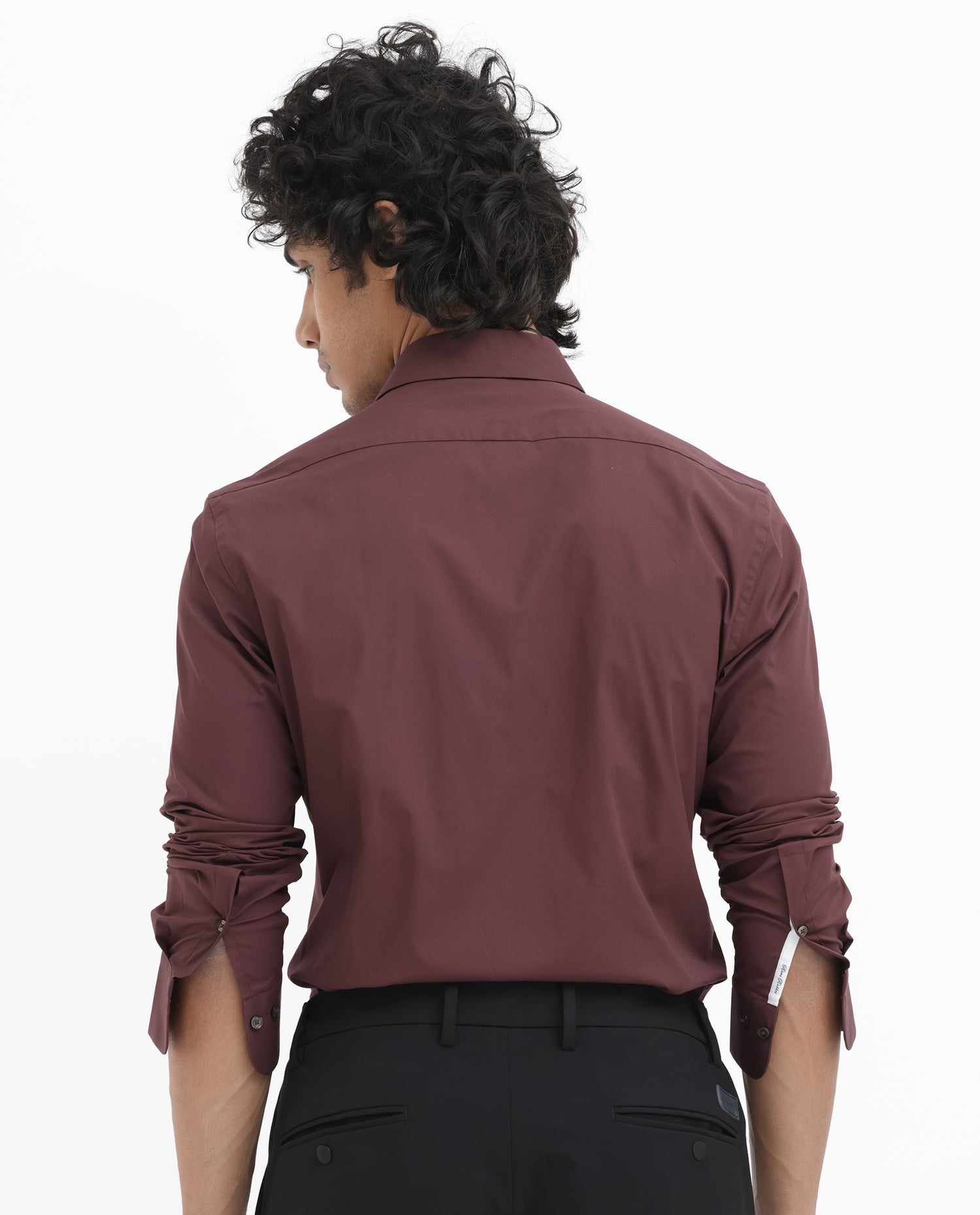 Rare Rabbit Men's Neutron-8 Dark Maroon Cotton Polyester Fabric Full S