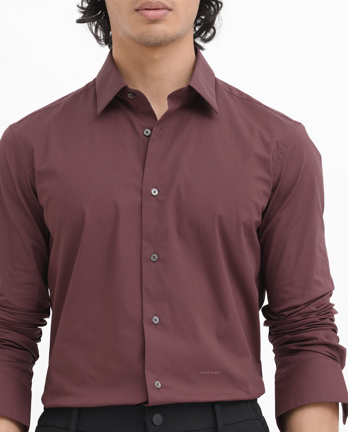 Rare Rabbit Men's Neutron-8 Dark Maroon Cotton Polyester Fabric Full S