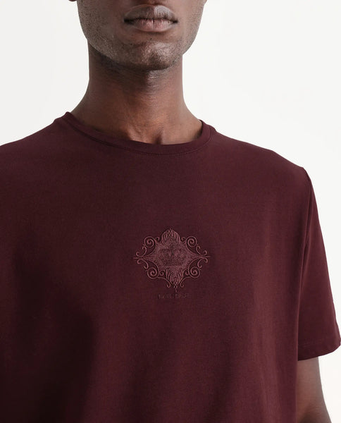 Buy Nok - Maroon Regular Fit Embroidered T-Shirt| Rare Rabbit