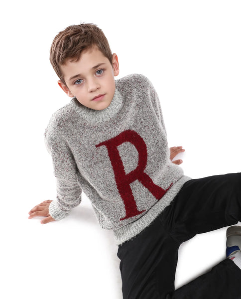 Rare Ones Kids Raz Grey Acrylic Blend Monogram Print Pull On Closure R