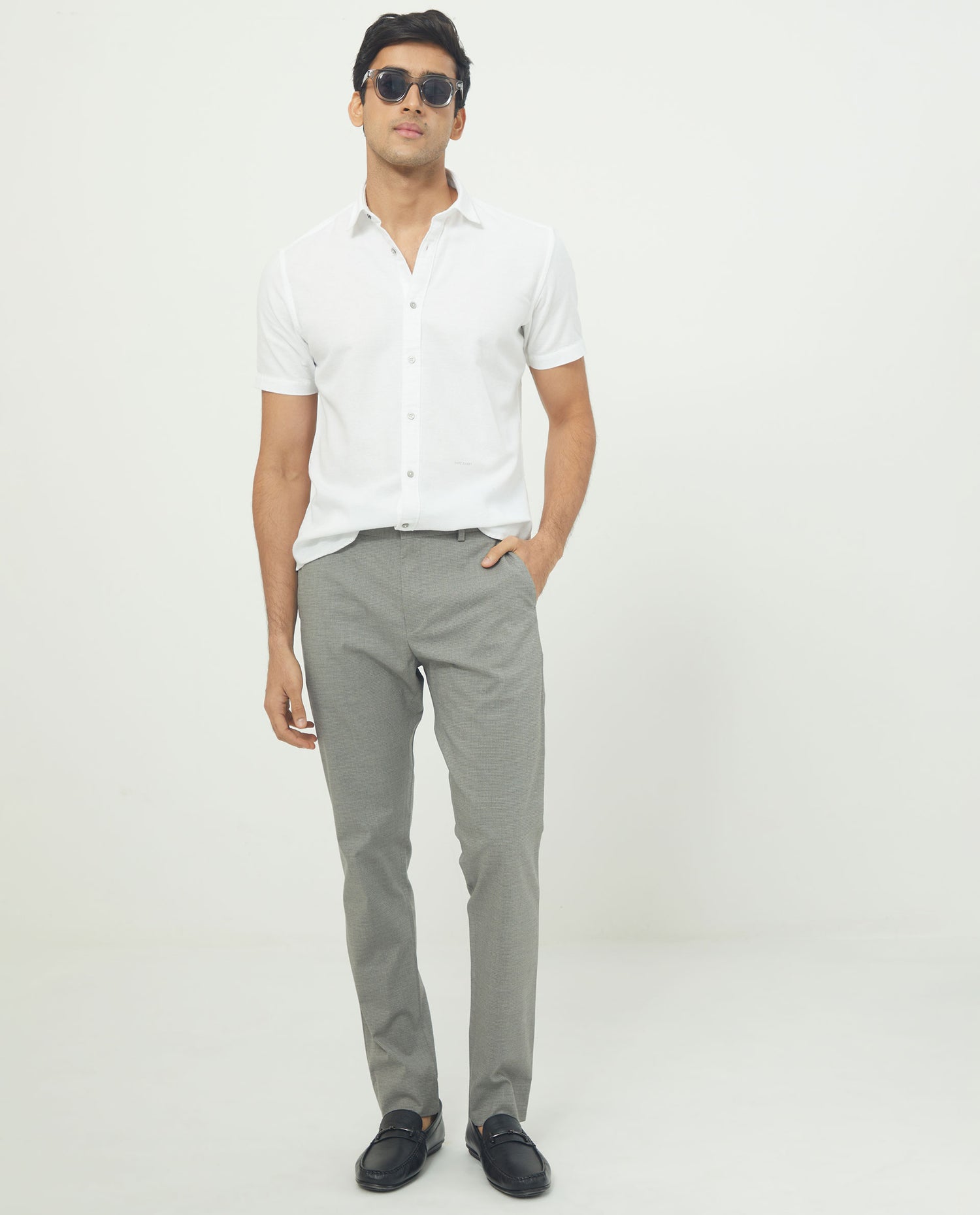 RARE RABBIT MEN'S RISSA WHITE SHIRT COTTON FABRIC SHORT SLEEVES SLIM F