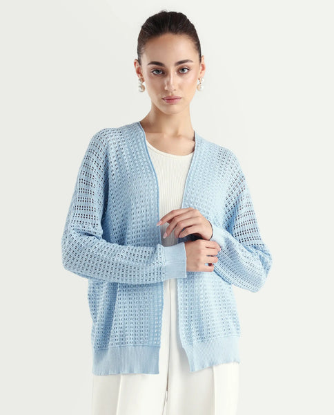Buy Roba - Light Blue Plain Relaxed Fit Shrug| Rareism