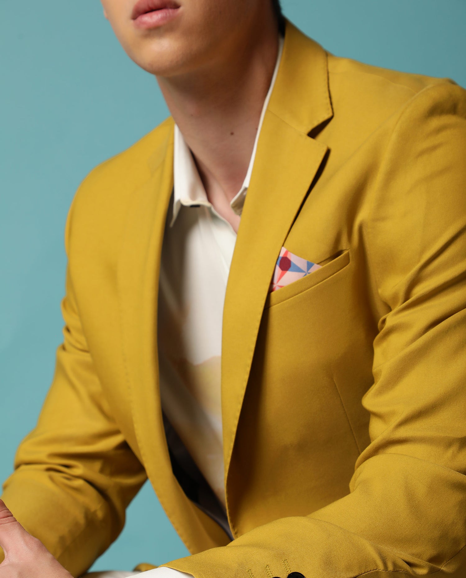 RARE RABBIT MEN'S BART MUSTARD BLAZER VISCOSE POLYESTER FABRIC LAPEL N